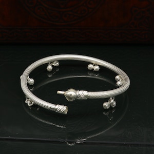 Sterling Silver Handmade Gorgeous Foot Bangle Bracelet Kada, Excellent ...