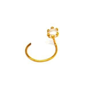 18 Kt Yellow Fine Gold Fabulous Nose Pin, Excellent Single Pearl Nose ...