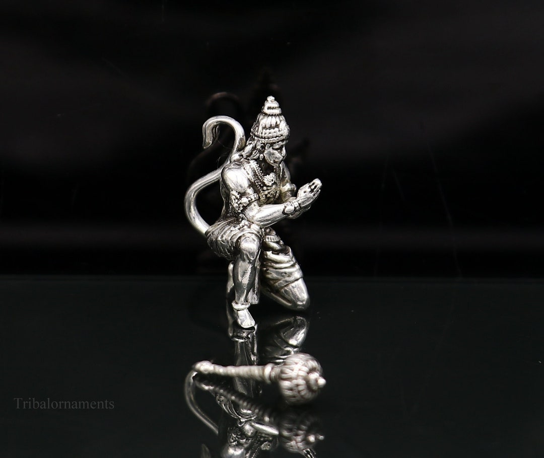 925 Silver Handmade Lord Hanuman 1" Small Statue, Best Puja or Gifting ...