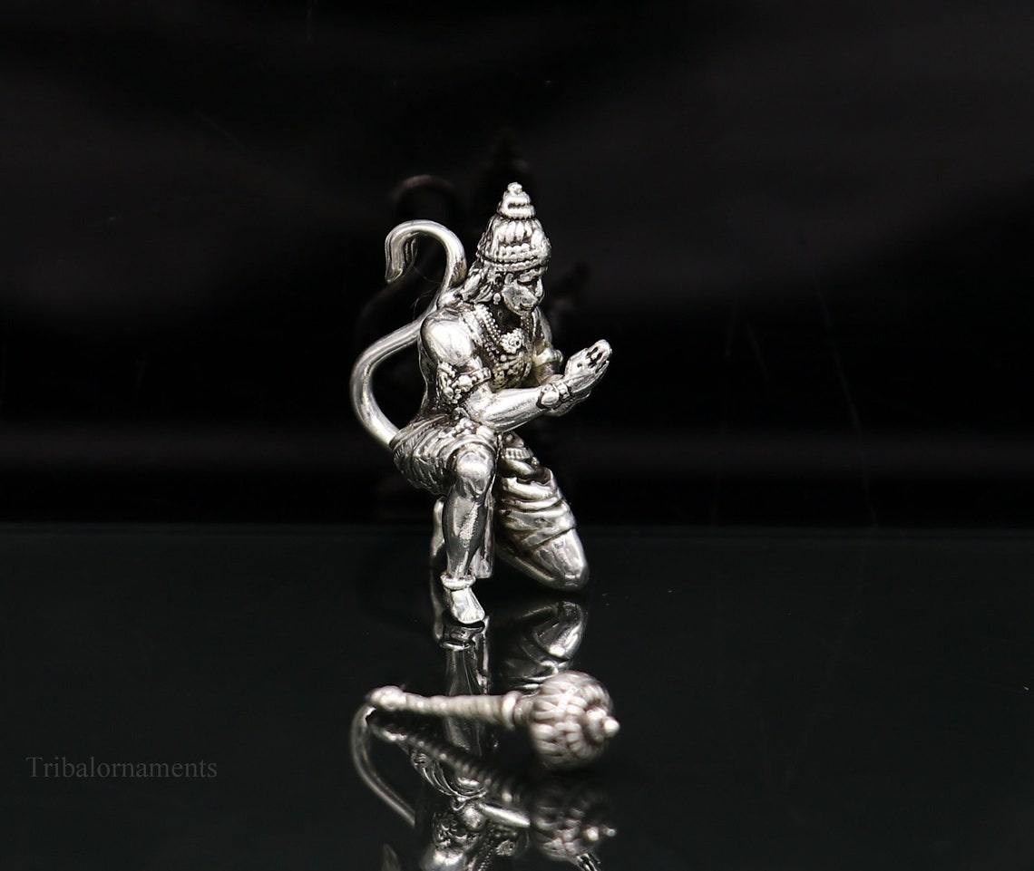 925 Silver Handmade Lord Hanuman 1" Small Statue, Best Puja or Gifting ...