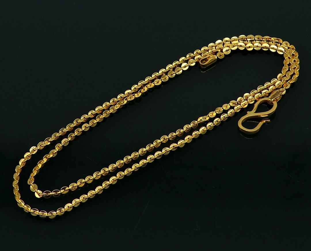 22kt Yellow Gold Sitara Chain, Rolo Chain, Fabulous Customized Girl's ...