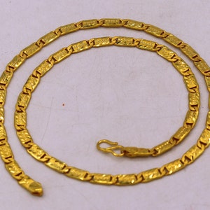 20 Inches Long 5mm Nawabi Chain Handmade 22 Karat Yellow Gold Solid ...