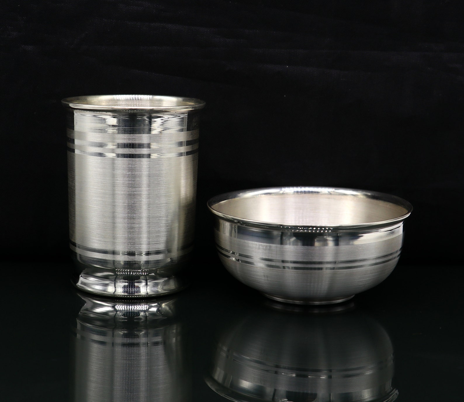 999 Fine Silver Handmade Small Baby Bowl and Water Glass Set - Etsy