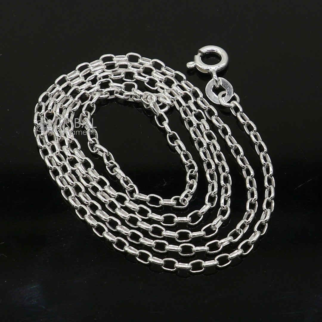 18 Inches 1.5mm Handmade Rolo Chain 925 Sterling Silver Chain, Kids ...