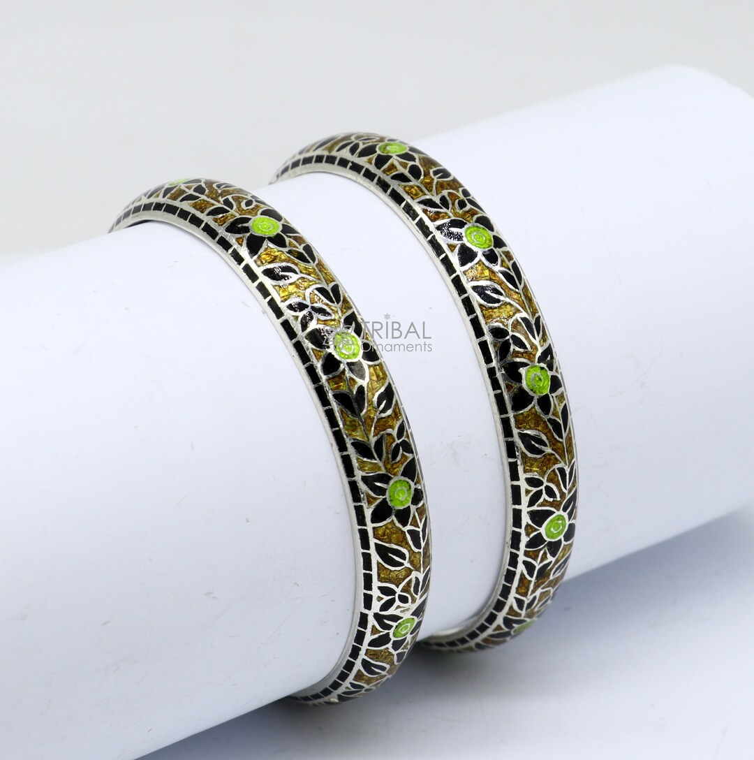 925 Sterling Silver Traditional Cultural Design Meenakari color Enamel ...