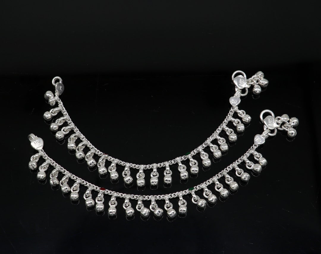5" Handmade Sterling Silver New Born Baby Anklets, Excellent Waved ...