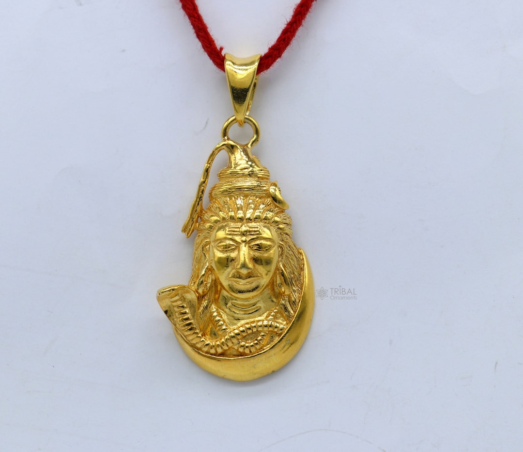 925 Sterling Silver Amazing Gold Polished Idol Lord Shiva Pendant ...