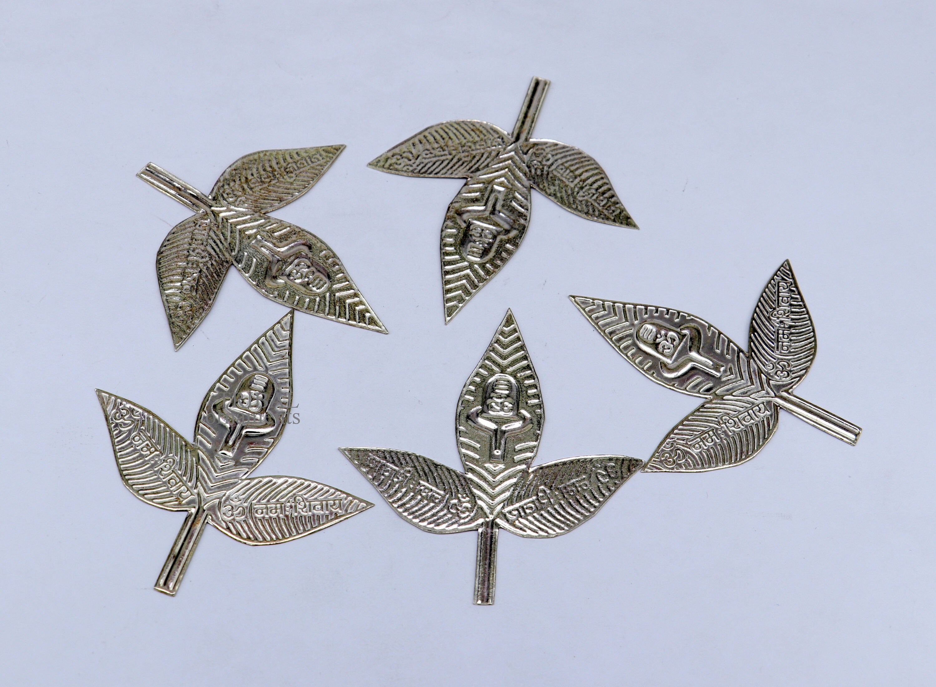 6.5cm Lord Shiva Bel Patra Solid Silver Handmade Solid Belva Patra ...