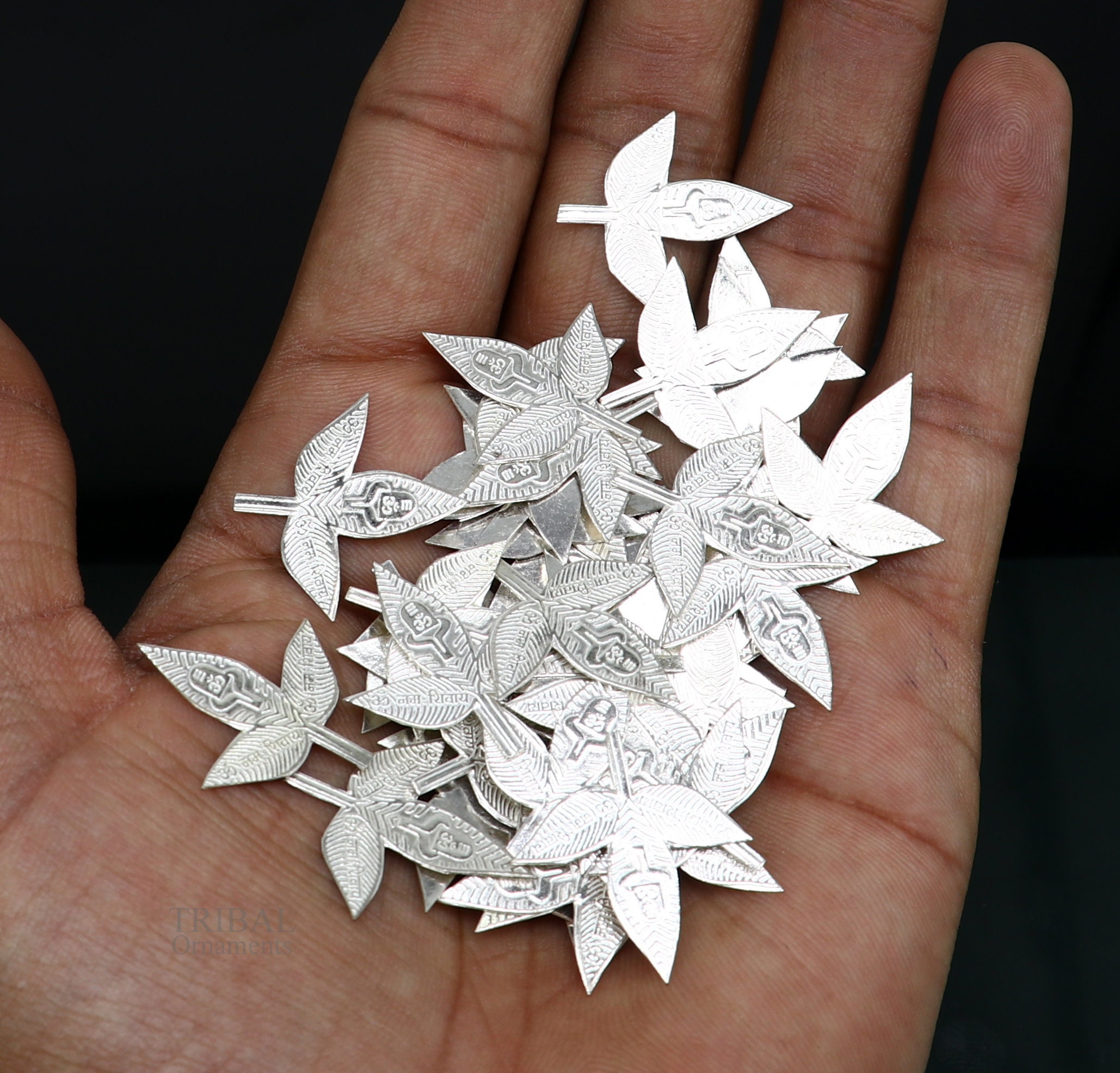 2.5 Cm Lord Shiva Bel Patra Solid Silver Handmade Solid Belva | Etsy