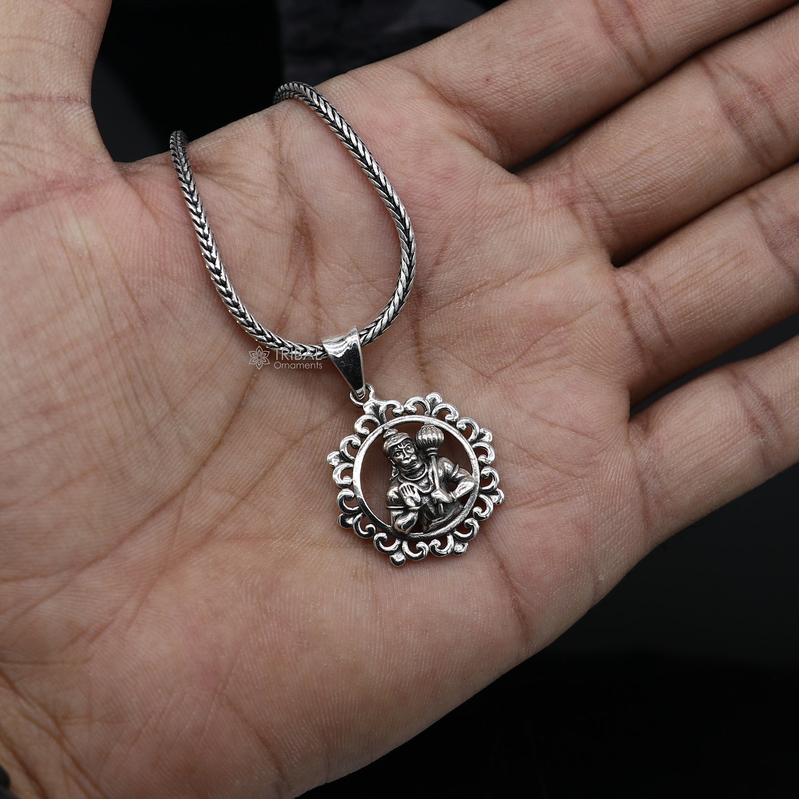 925 Sterling Silver Handmade Hindu Idol God Lord Hanuman Pendant ...