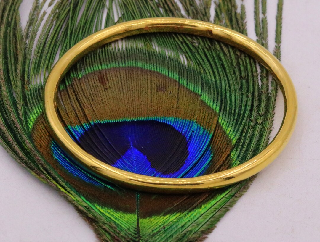 22k Yellow Gold Handmade Fabulous Plain Bangle Bracelet With Complete ...
