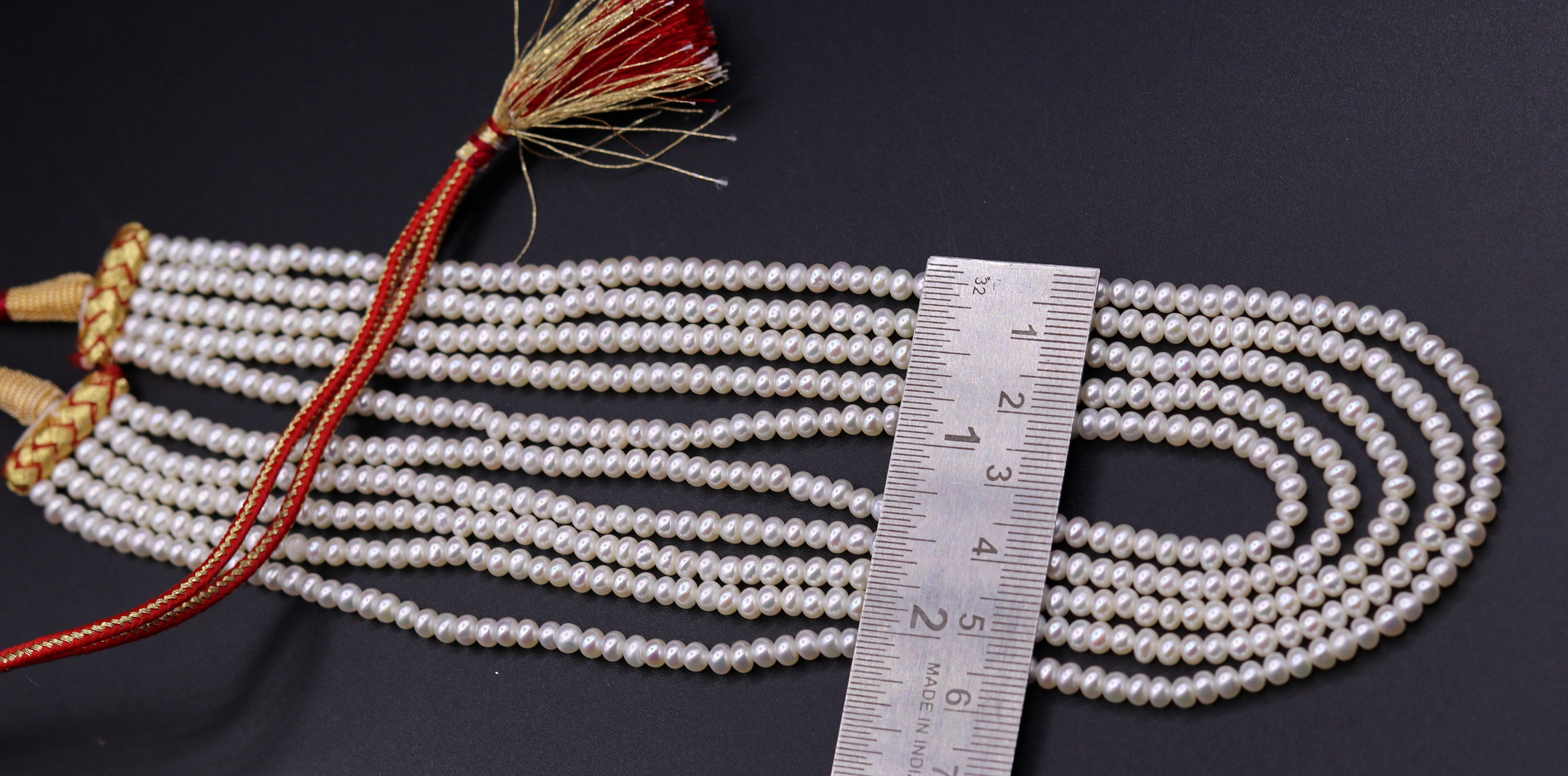 Natural real pearl five line layer string necklace set | Etsy