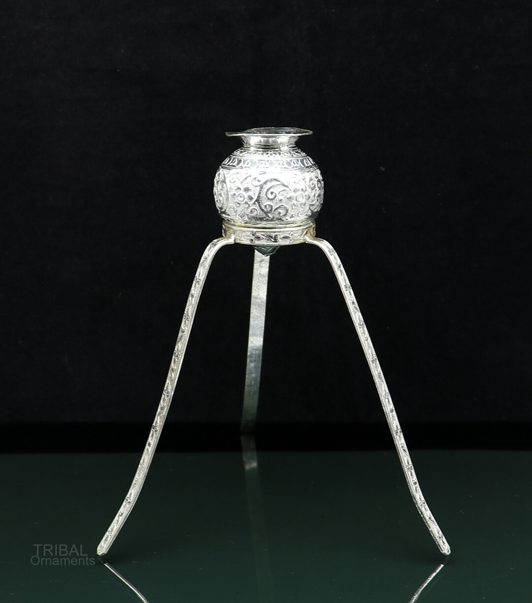 925 Sterling Silver Handmade God Shiva Lingam Water Flow Pot or Puja ...