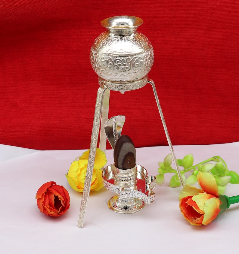 925 Sterling Silver Lord Shiva Lingam Stand/ Jalheri, Use for Put/hold ...