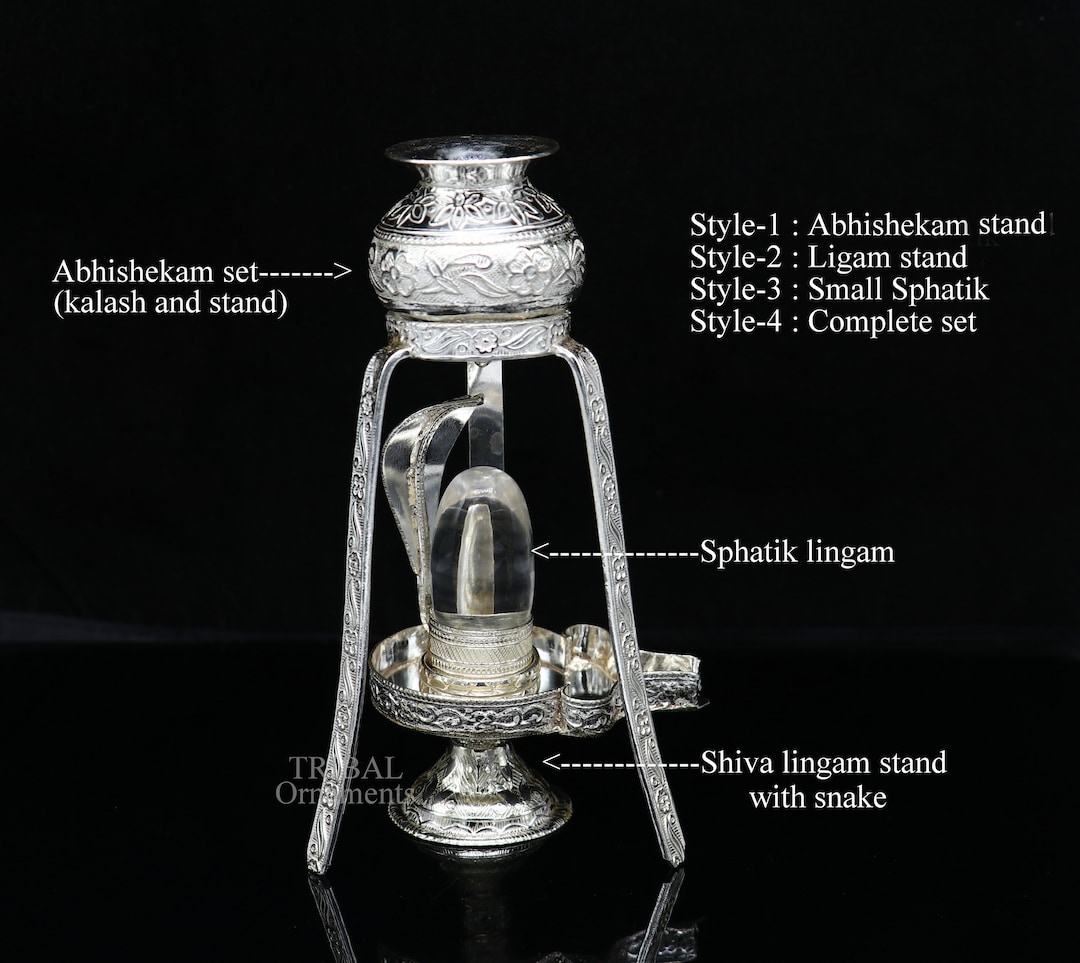 925 Sterling Silver Lord Shiva Lingam Stand/ Jalheri, Use for Put/hold ...