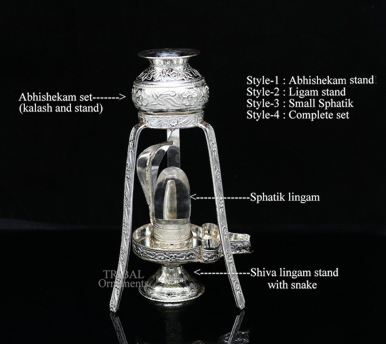 925 Sterling Silver Lord Shiva Lingam Stand/ Jalheri, Use for Put/hold ...