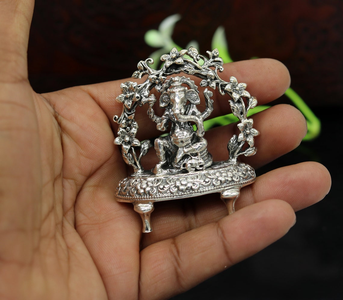 Buy 925 Sterling Silver Lord Ganesh Idol, Pooja Articles, Indian Silver ...
