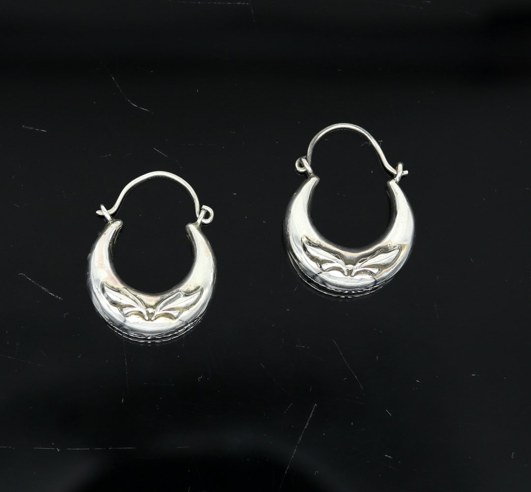 925 Sterling Silver Handmade Pretty Attractive Hoops Stud Earring Bali ...
