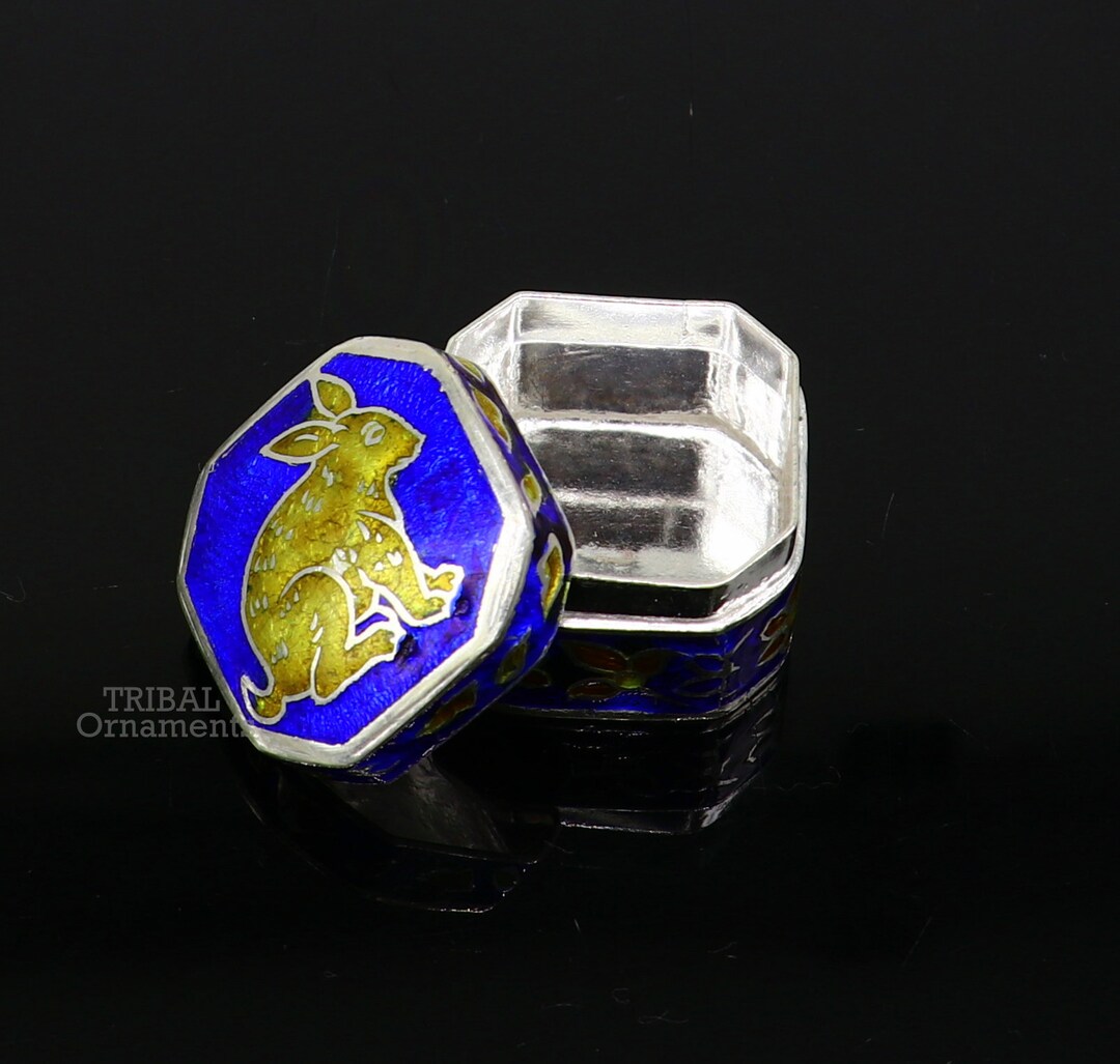 925 Sterling Silver Trinket Box, Kajal Box/casket Box Bridal Polygon ...