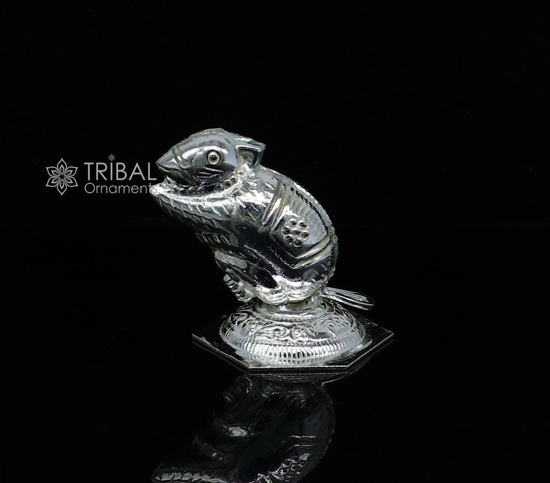 Lord Ganesha Vahan Mushak Maharaj 925 Sterling Silver Handmade Small ...