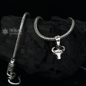 925 Pure Silver Divine BULL Face Pendant Best Gifting Pendant, Wheat ...