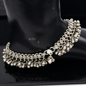 Single Anklet Vintage Old Solid Silver Handmade Gorgeous Women's Ankle ...