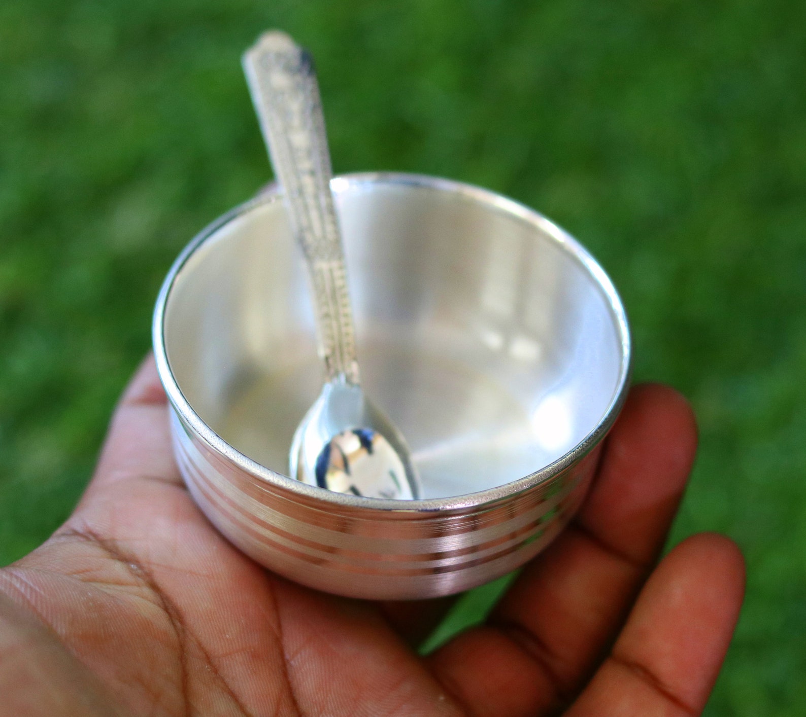 Handmade 99.9% Solid Pure Silver Baby Bowl With Small Spoon - Etsy