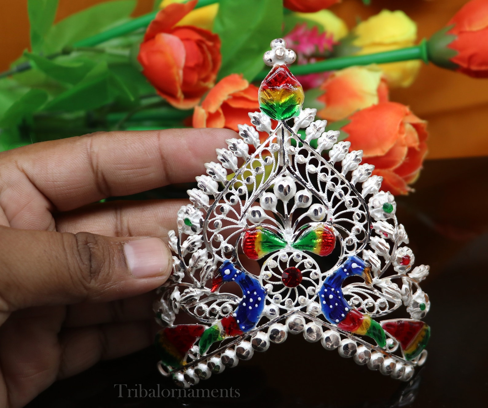 Solid Sterling Silver Vintage Antique Design Handmade Mukut (crown ...