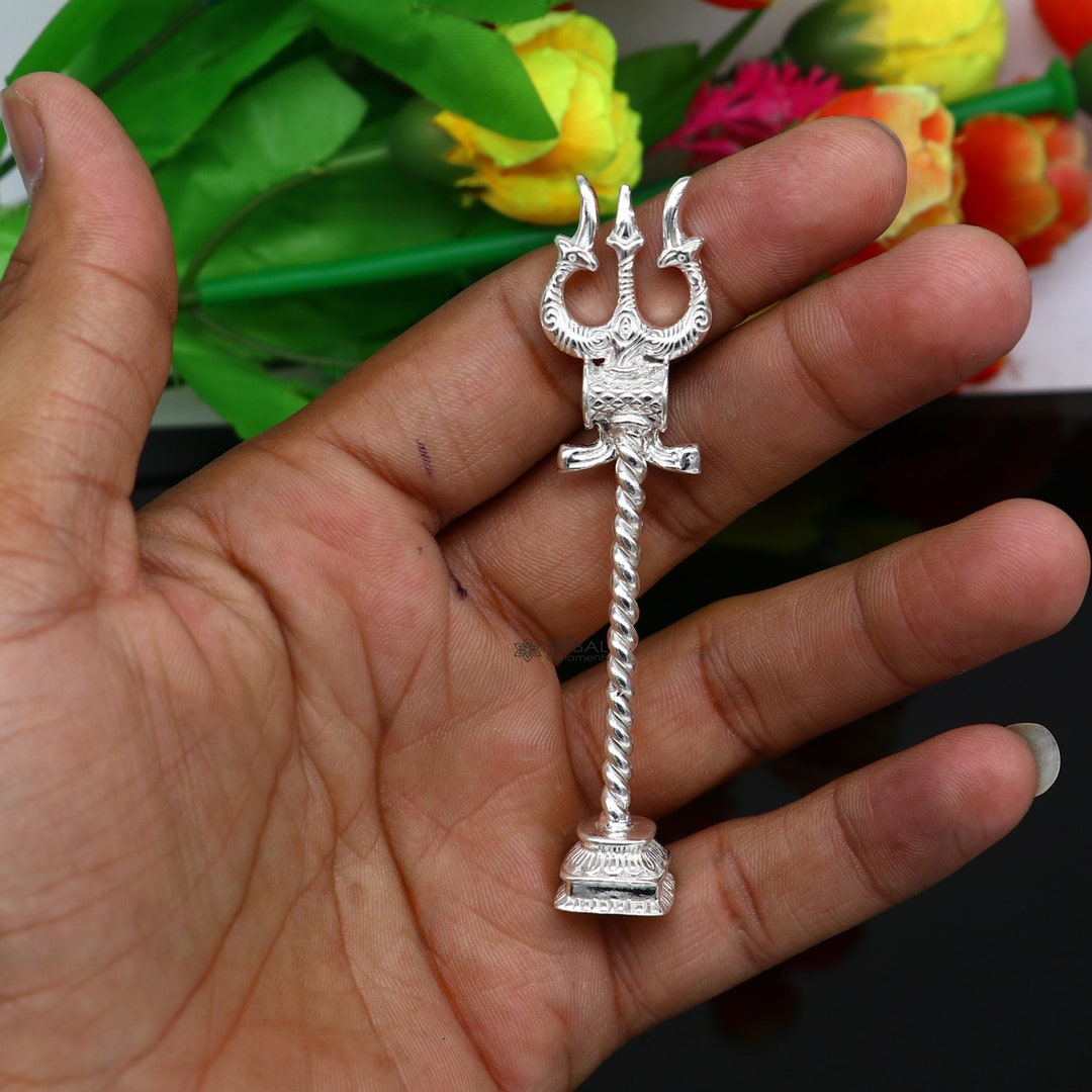 925 Sterling Silver Handmade Lord Shiva Trident With Damaru, Fabulous ...