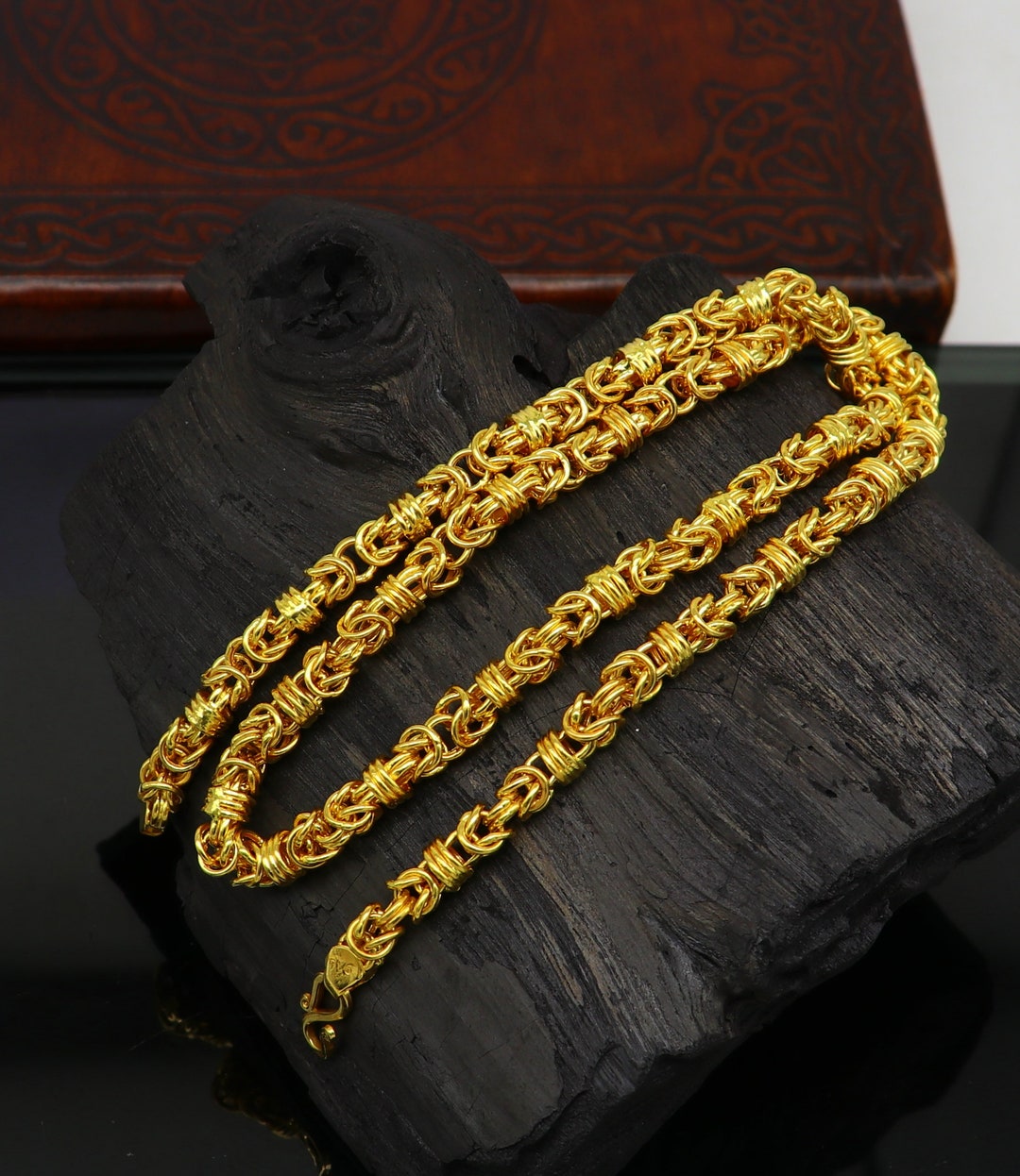 22kt/18kt Yellow Gold Handmade Exclusive Byzantine Chain, Amazing Fancy ...