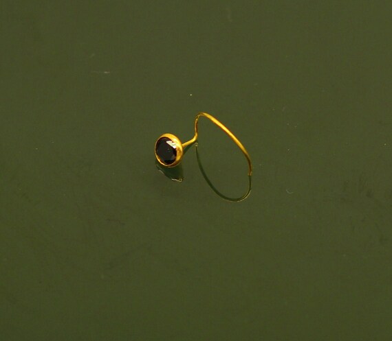 3.5mm Tiny Single Black Stone 18kt Yellow Gold Handmade Nose | Etsy