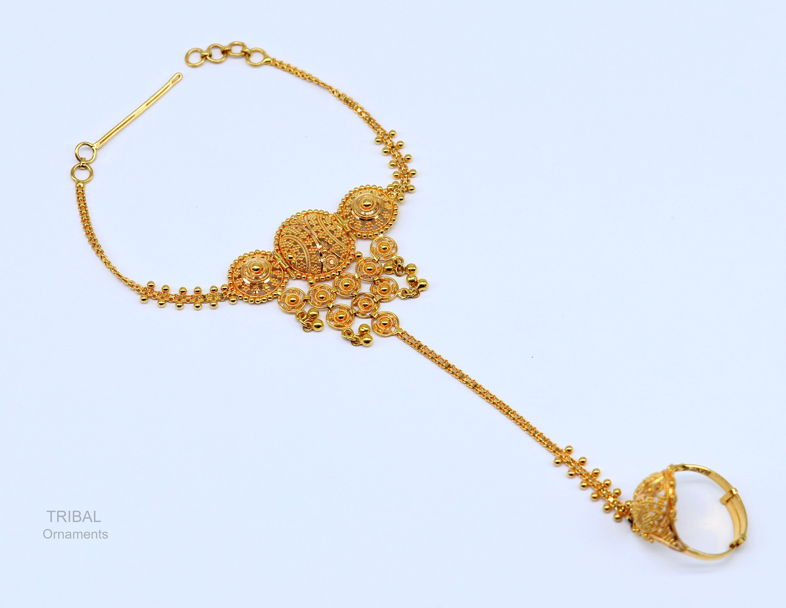 22kt Yellow Gold Handmade Filigree Work Hathpan or Wrist - Etsy