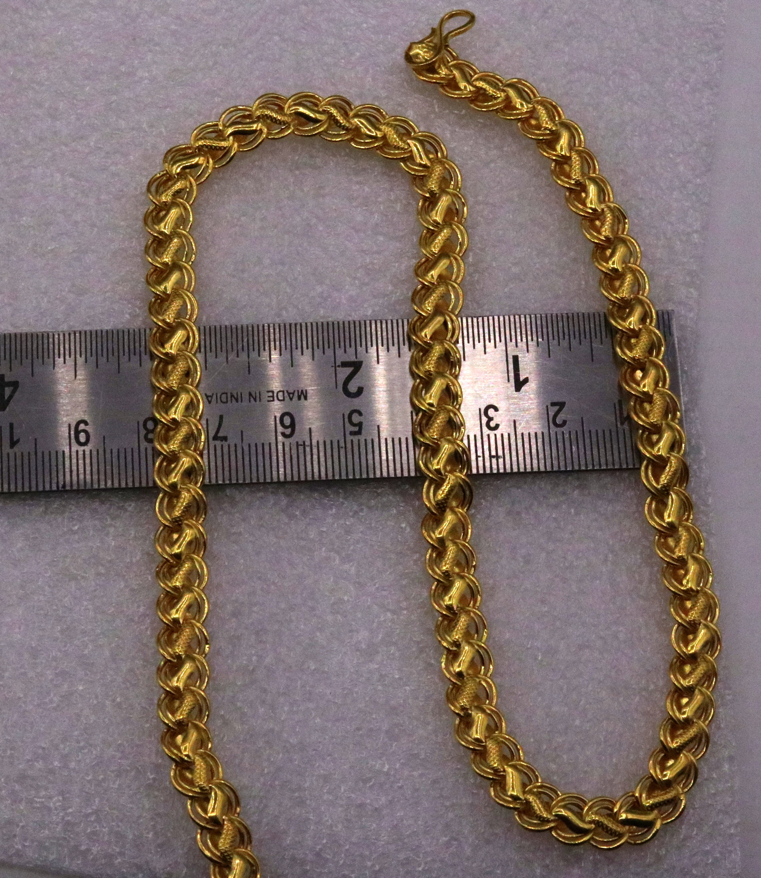 20" 7 Mm 22 Karat Gold Fabulous Lotus Design Handmade Hollow Chain ...