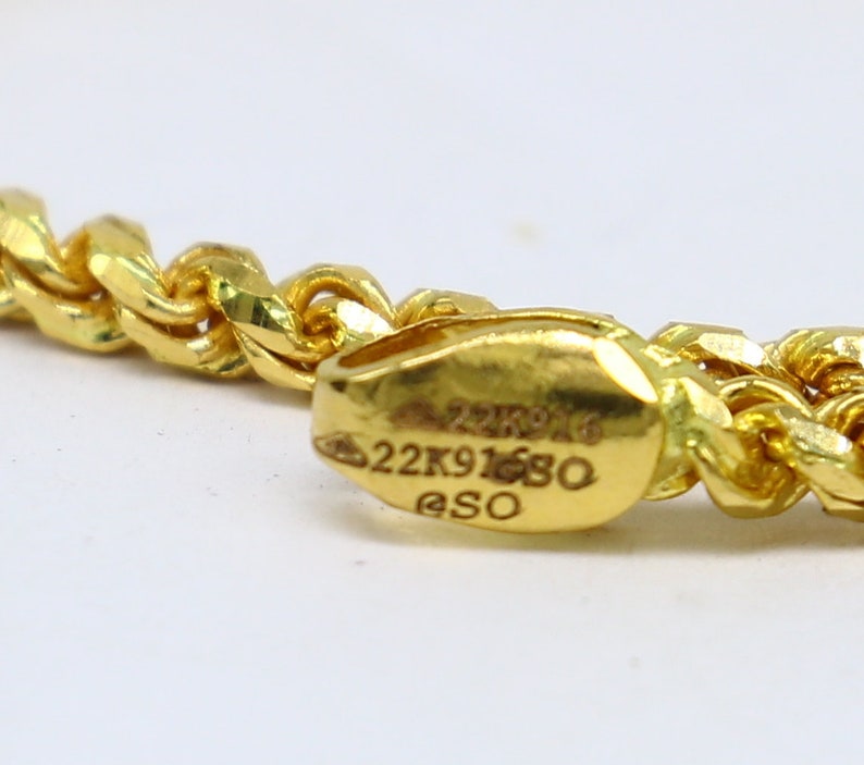 Solid 22k Yellow Gold Handmade Fabulous Rope Chain Necklace Excellent ...