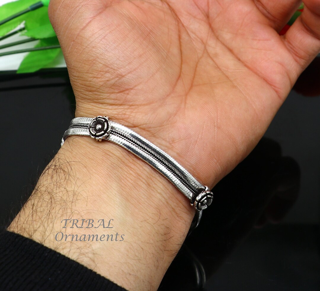 8 Inches Rose Flower Design 3 Line Chain Vintage Style Bracelet, 925 ...