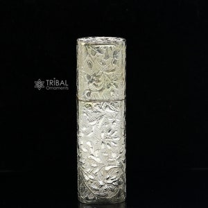 925 Sterling Silver Lipstick Case or Holder Amazing Handmade Floral ...