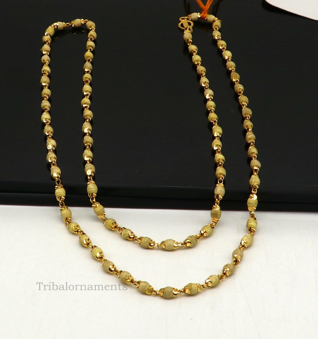 22kt Yellow Gold 3mm Basil Rosary(tulsi) Chain Necklace, Gorgeous ...