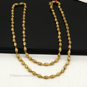 22kt Yellow Gold 3mm Basil Rosary(tulsi) Chain Necklace, Gorgeous ...