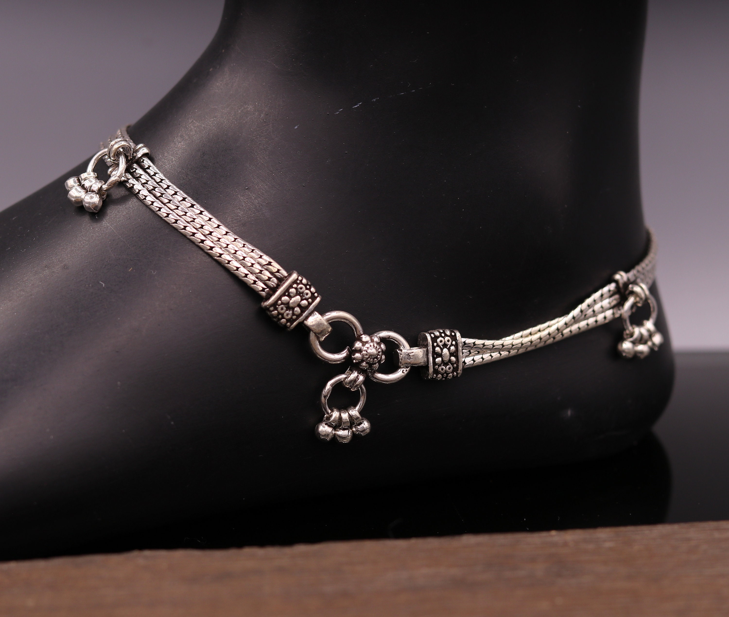 925 sterling silver 10.5 long customized chain anklet | Etsy