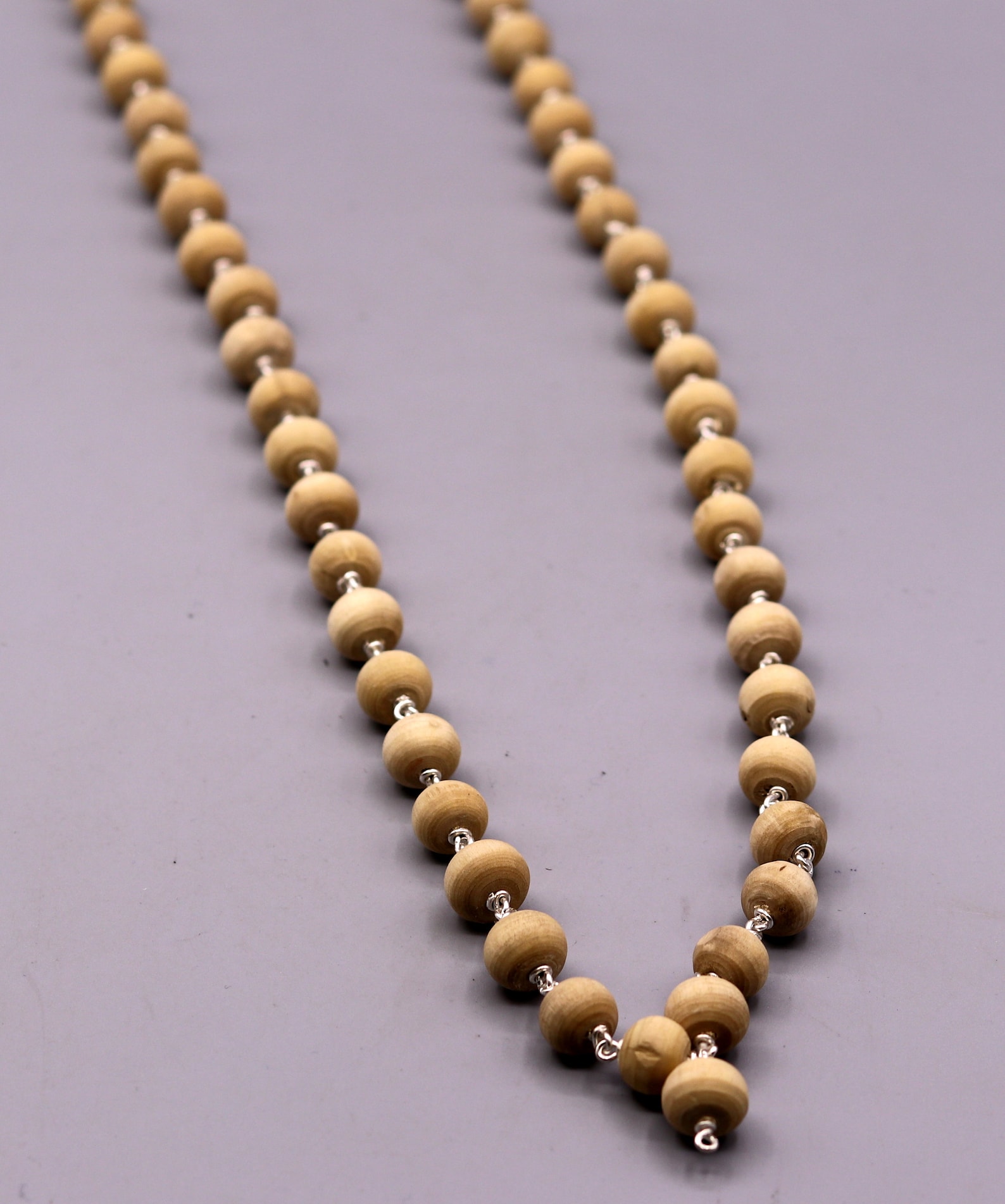 925 Solid Silver Tulsi Chain Mala Tulsi Wooden Handcrafted 54 Beads ...