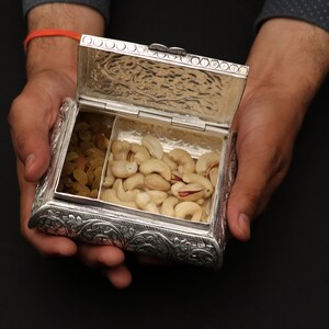 Vintage Antique Naxi Design Handmade 925 Sterling Silver Dry Fruit Box ...