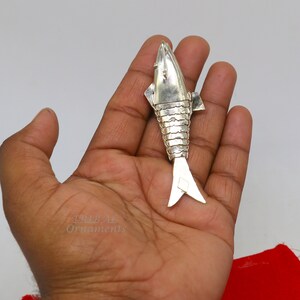 Solid Silver Handmade Silver Fish, Lord Vishnu Avatar Matsya, Silver ...