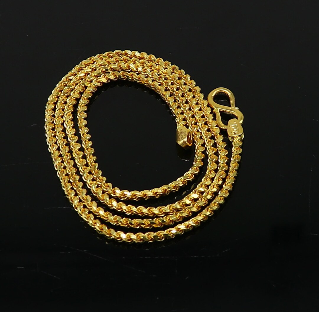 Solid 22k Yellow Gold Handmade Fabulous Rope Chain Necklace Excellent ...