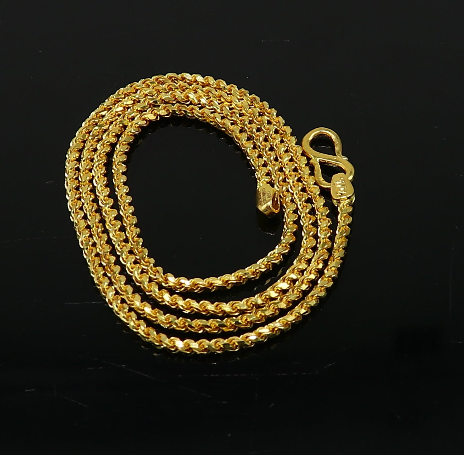 Solid 22k Yellow Gold Handmade Fabulous Rope Chain Necklace Excellent ...