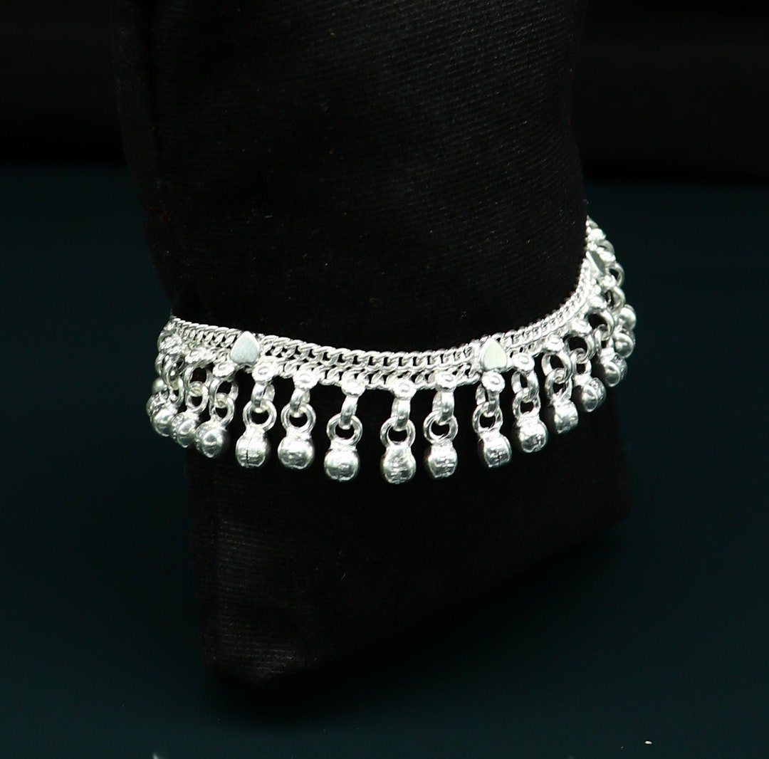 5.5 Long Sterling Silver Customized Baby Anklets, Stunning Hanging ...