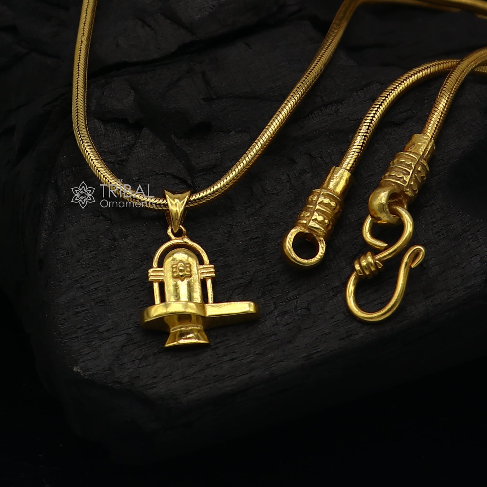 925 Sterling Silver Divine Hindu Idol Lord Shiva Lingam Gold Polished ...