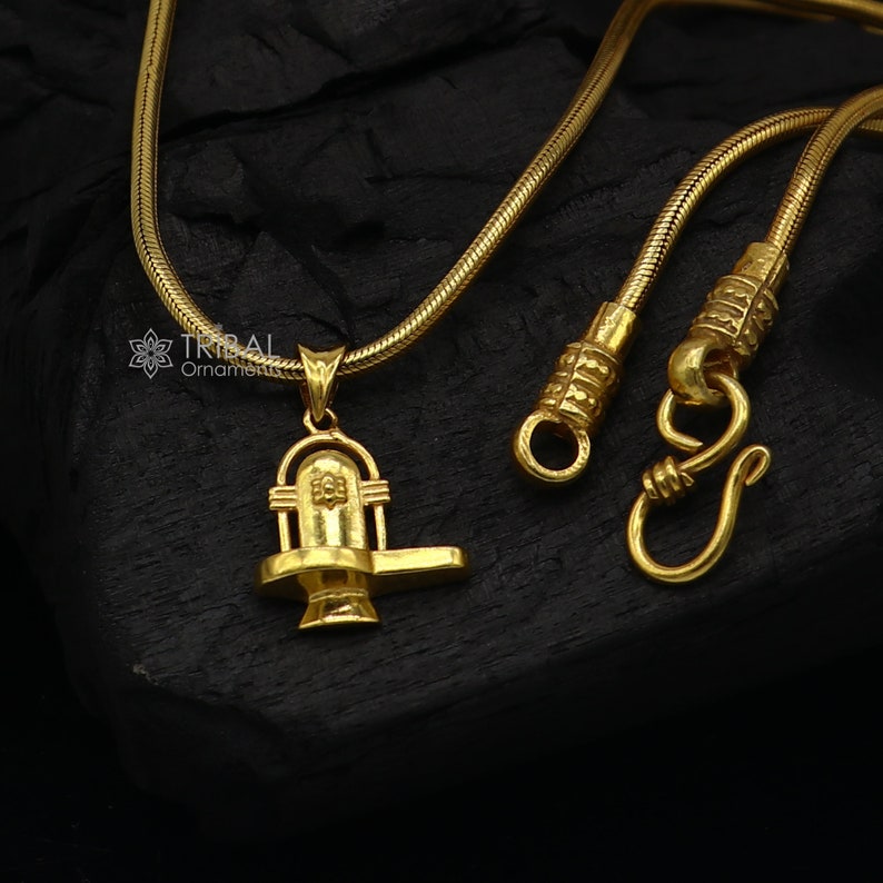 925 Sterling Silver Divine Hindu Idol Lord Shiva Lingam Gold Polished ...