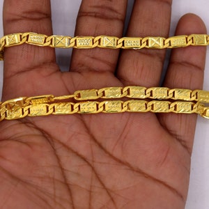 20 Inches Long 5mm Nawabi Chain Handmade 22 Karat Yellow Gold Solid ...