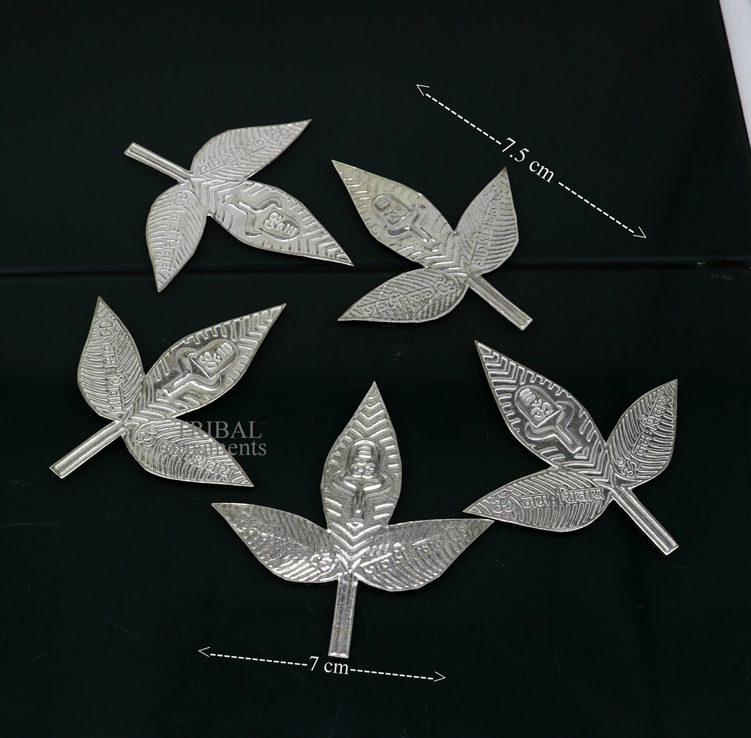 3" Lord Shiva Bel Patra Solid Silver Handmade Solid Belva Patra, Shiva ...