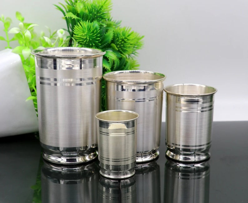 999 Pure Fine Silver Handmade Water Milk Glass Tumbler, All Sizes ...